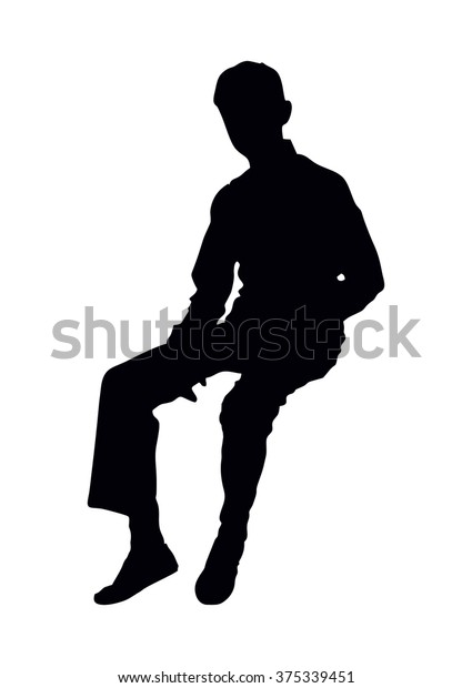 Sitting Boys Silhouette Stock Vector (Royalty Free) 375339451 ...