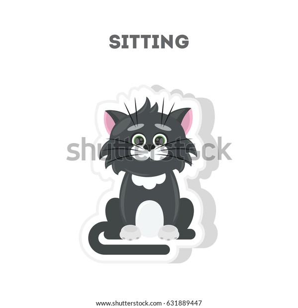 Sitting Cat Sticker Isolated Cute Sticker Stock Vector (Royalty Free ...
