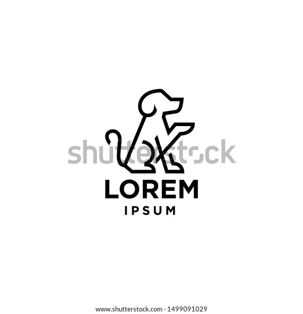 Sitting Dog Logo Icon Vector Line Stock Vector (Royalty Free ...