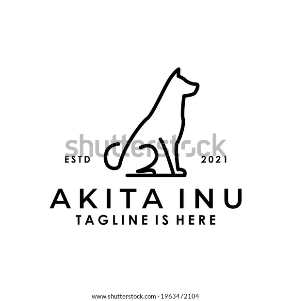 Sitting Dog Outline Logo Design Vector Stock Vector (Royalty Free ...