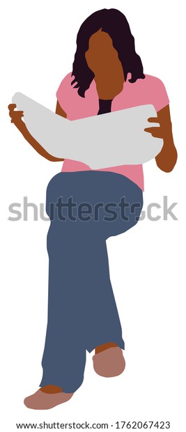 Sitting Female Person Flat Vector Illustration Stock Vector (Royalty ...