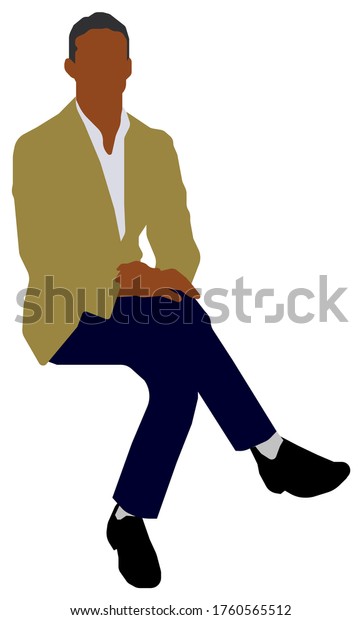 Sitting Male Person Flat Vector Illustration Stock Vector (Royalty Free ...
