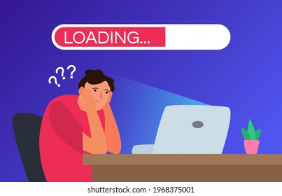 Sitting Man Laptop Waiting Loading Bar Stock Vector (Royalty Free ...