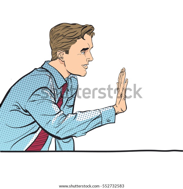 Sitting Man Stops Someone Man Stopping Stock Vector (Royalty Free ...