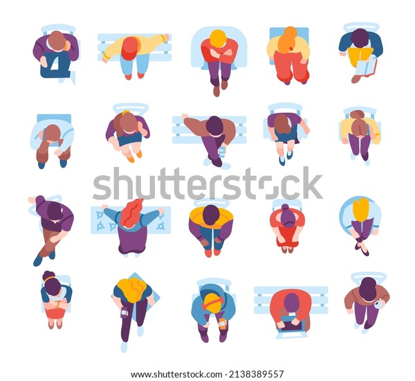 Sitting People Top View Citizens Sit Stock Vector (Royalty Free ...