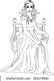 Sitting Princess Outline Vector Art Stock Vector (Royalty Free ...