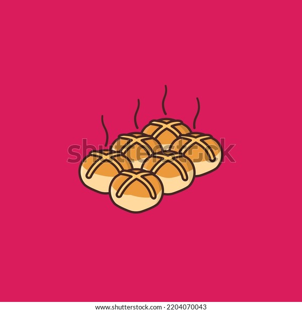 Six Buns Vector Illustration Hot Cross Stock Vector (Royalty Free ...