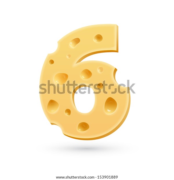 Six Cheese Number Symbol Isolated On Stock Vector (Royalty Free ...