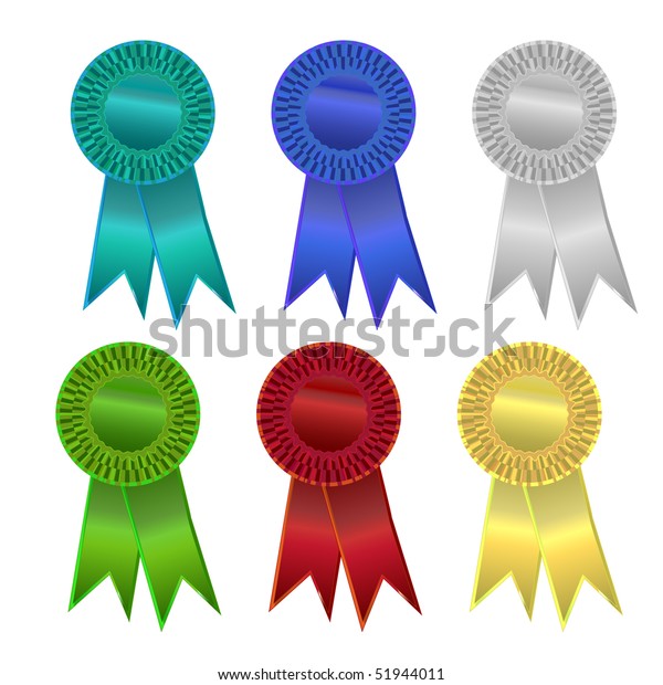 Six Colorful Ribbons Rosettes Stock Vector (Royalty Free) 51944011 ...