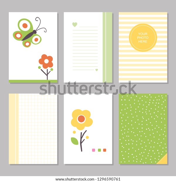 Six Cute Notebook Covers Pages Yellow Stock Vector (Royalty Free ...