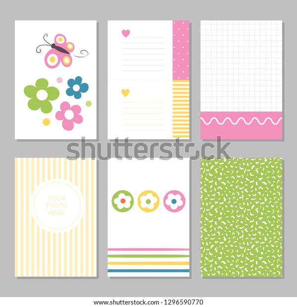 Six Cute Notebook Covers Pages Pink Stock Vector (royalty Free