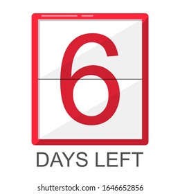 Six Days Left Red Board Vector Stock Vector (Royalty Free) 1646652856 ...