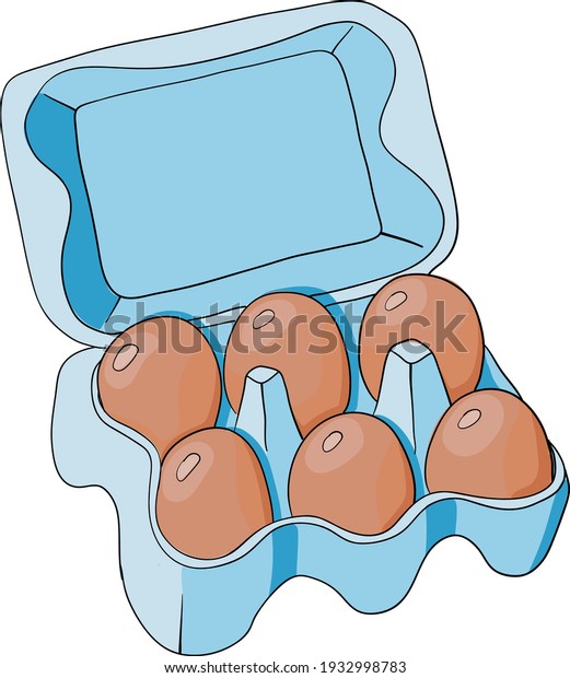 Six Eggs Box Cartoon Style Vector Stock Vector (Royalty Free ...