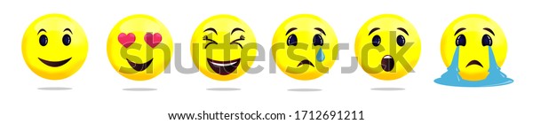Six Emoticons Different Emotions Printing Joy Stock Vector (Royalty ...