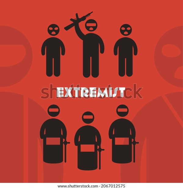 Six Extremists Silhouettes Set Icons Stock Vector (Royalty Free ...