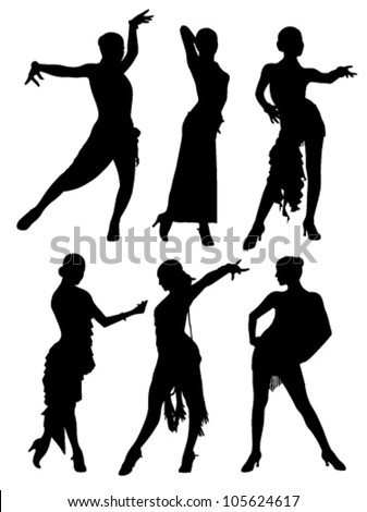 Six Female Figures Dancing Latin Dance Stock Vector (Royalty Free ...