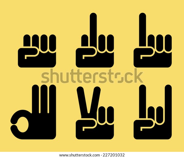 Six Gesture Hands Eps8 Cmyk Gradients Stock Vector (Royalty Free) 227201032
