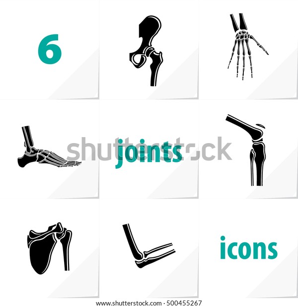 Six Human Joints Icons Ankle Elbow Hip Knee Shoulder Wrist - Black and ...