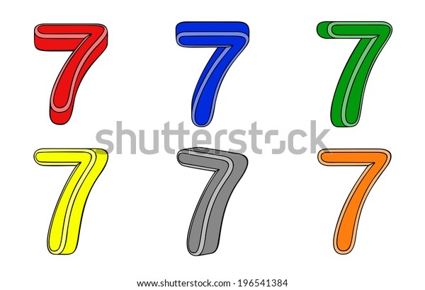 Six Number Seven 3d On White Stock Vector (Royalty Free) 196541384 ...