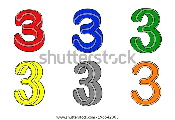 Six Number Three 3d On White Stock Vector (Royalty Free) 196542305 ...