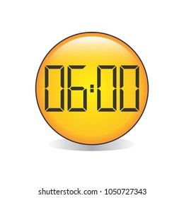 Six Oclock Digital Clock Emoji Vector: vector de stock (libre de ...
