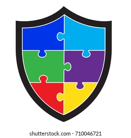 Six Part Puzzle Shield: เวกเตอร์สต็อก (ปลอดค่าลิขสิทธิ์) 710046721 ...