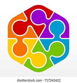 Six Piece Flat Puzzle Round Infographic Stock Vector (Royalty Free ...