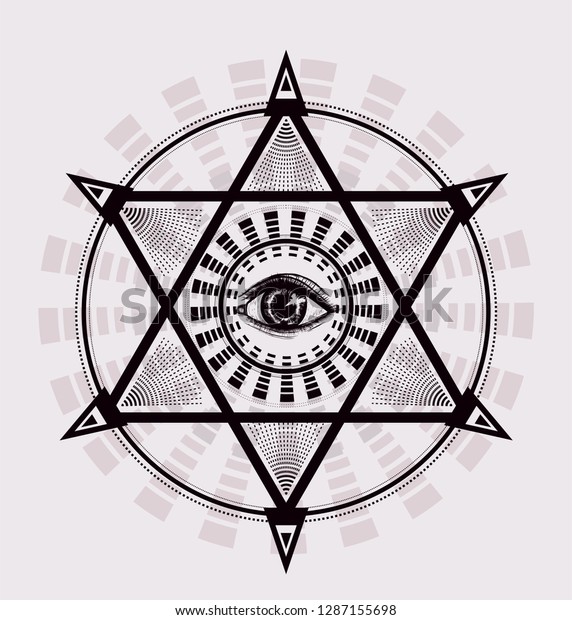 Six Pointed Star All Seeing Eye Stock Vector (Royalty Free) 1287155698 ...