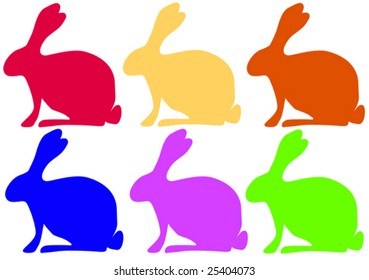 Six Rabbits Different Colors Stock Vector (Royalty Free) 25404073 ...