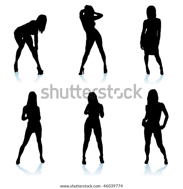 Six Sexy Women Posing Different Positions Stock Vector Royalty Free 46039774
