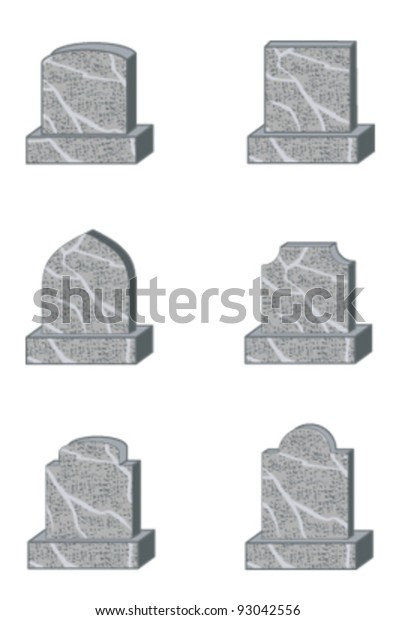 Six Standard Granite Gravestone Headstone Shapes Stock Vector (Royalty ...