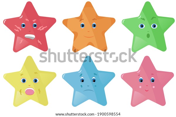 Six Stars Different Emotions Stock Vector (Royalty Free) 1900598554 ...