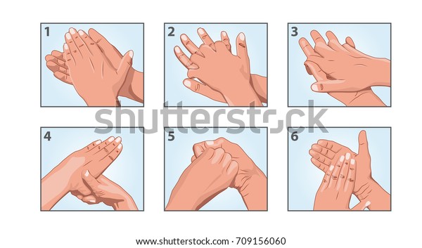 Six Steps How Wash Your Hands: เวกเตอร์สต็อก (ปลอดค่าลิขสิทธิ์ ...
