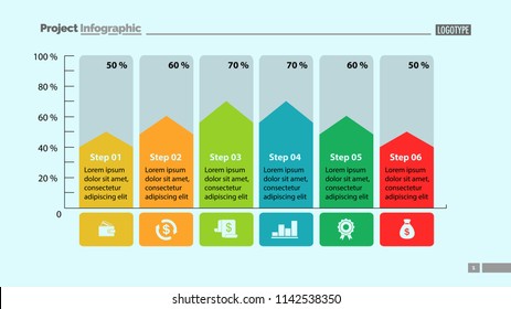 Six Steps Percentage Process Chart Design: เวกเตอร์สต็อก (ปลอดค่า ...