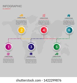 Six Steps Timeline Infographic Modern Workflow: เวกเตอร์สต็อก (ปลอดค่า ...
