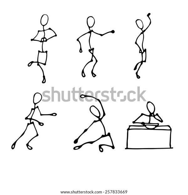 Six Stick Human Figures Set Stock Vector (Royalty Free) 257833669 ...