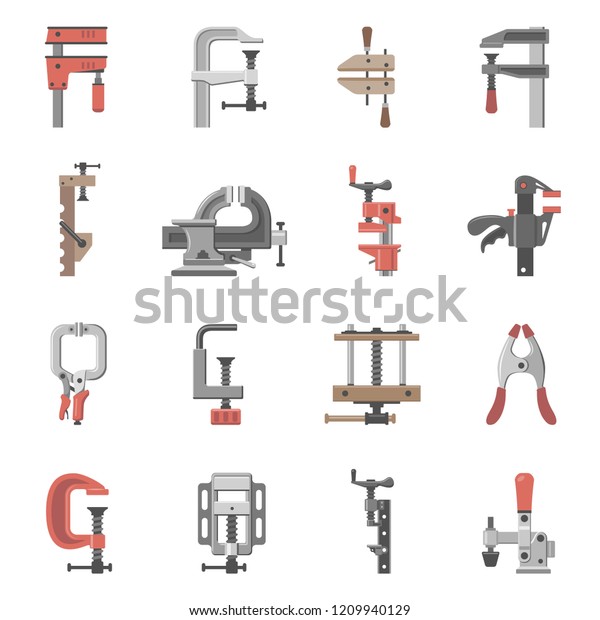 Sixteen Different Types Clamps Vises Stock Vector (Royalty Free ...