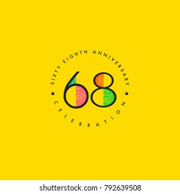 Sixty Eight Years 68th Anniversary Celebration Stock Vector (Royalty ...