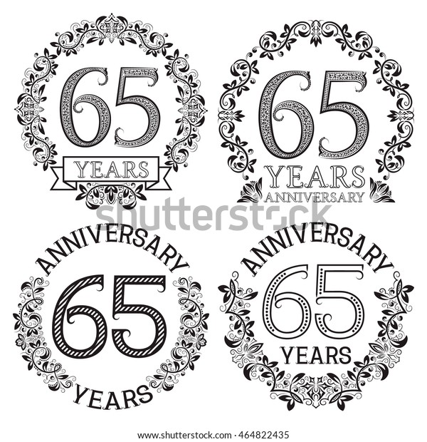 Sixty Fifth Anniversary Emblems Set Patterned Stock Vector (Royalty ...