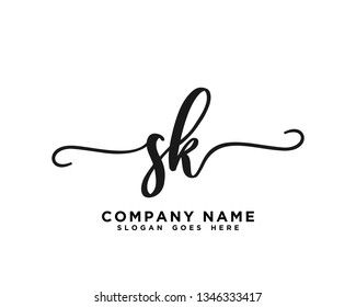 Sk Initial Handwriting Logo Vector Stock Vector (Royalty Free) 1346333417