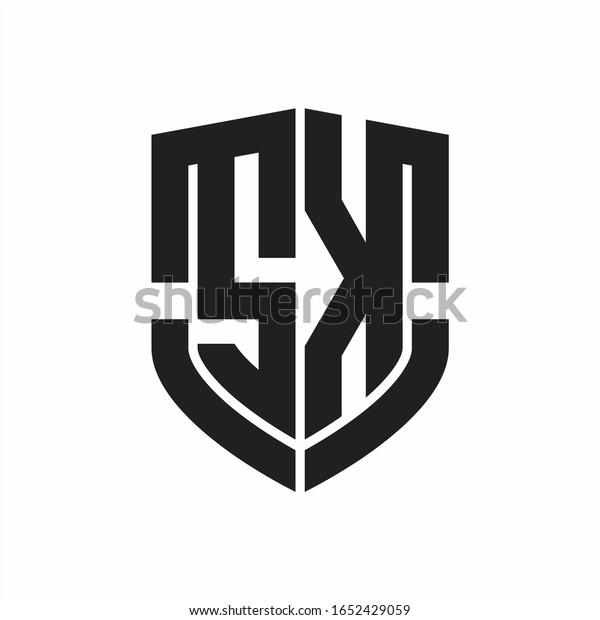 Sk Logo Monogram Emblem Shield Shape Stock Vector (Royalty Free) 1652429059