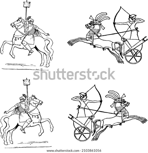 Skatch Ancient War Riders Knight Archer Stock Vector (Royalty Free ...