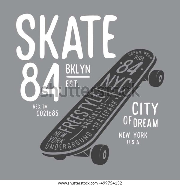Skate Board Typography Tshirt Graphics Vectors Stock Vector (Royalty ...