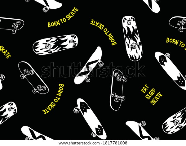 Skateboard Illustrations All Over Pattern Apparel Stock Vector (Royalty ...