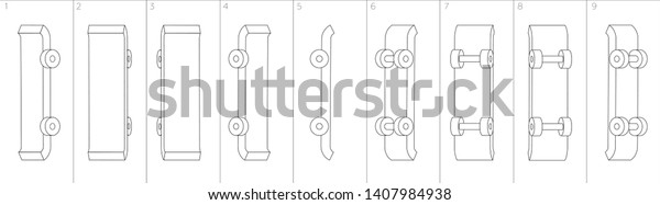 Skateboard Rotate Animation Sequence Sprite Sheet 스톡 벡터(로열티 프리 ...