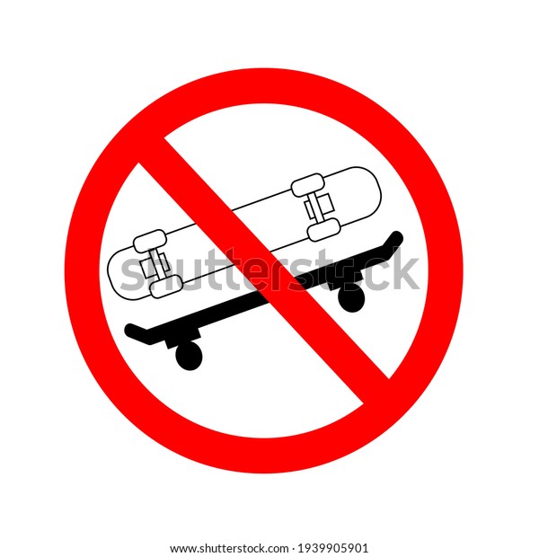 Skateboarding Prohibited Dont Skate Warning Sign Stock Vector (Royalty ...