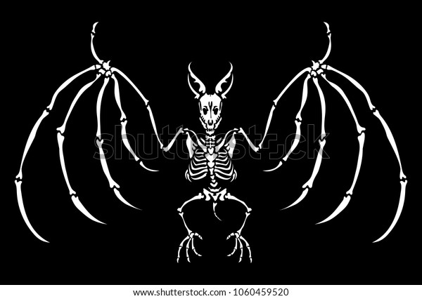 Skeleton Bat Isolated On Black Background Stock Vector (Royalty Free ...