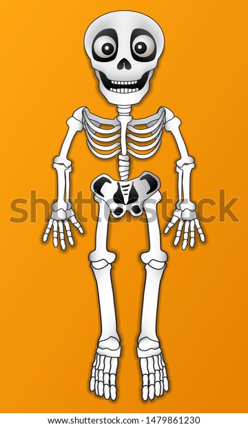 Skeleton Cartoon Isolated On Yellow Background Stock Vector (Royalty ...