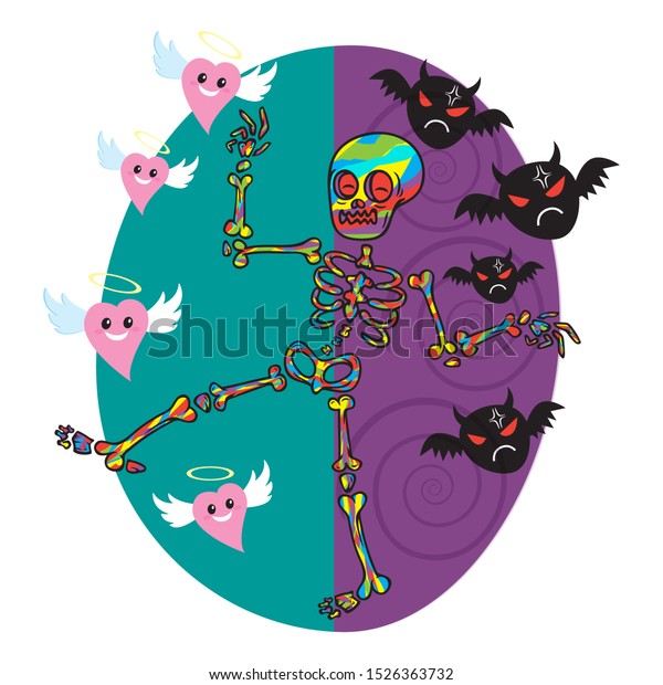 Skeleton Colorful Between Good Evil Vector: vector de stock (libre de ...