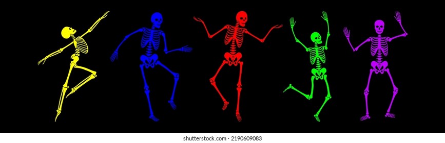 Skeleton Dance Colorful Collection 5 Vector Stock Vector (Royalty Free ...